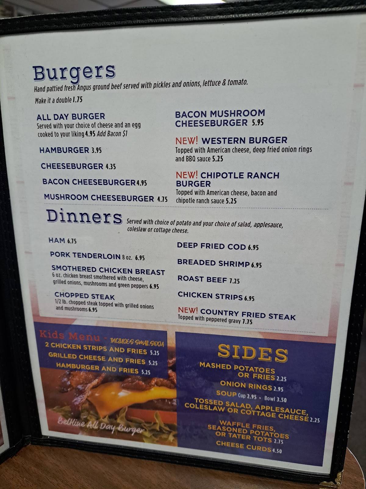 Menu at Beltline Cafe, Freeport