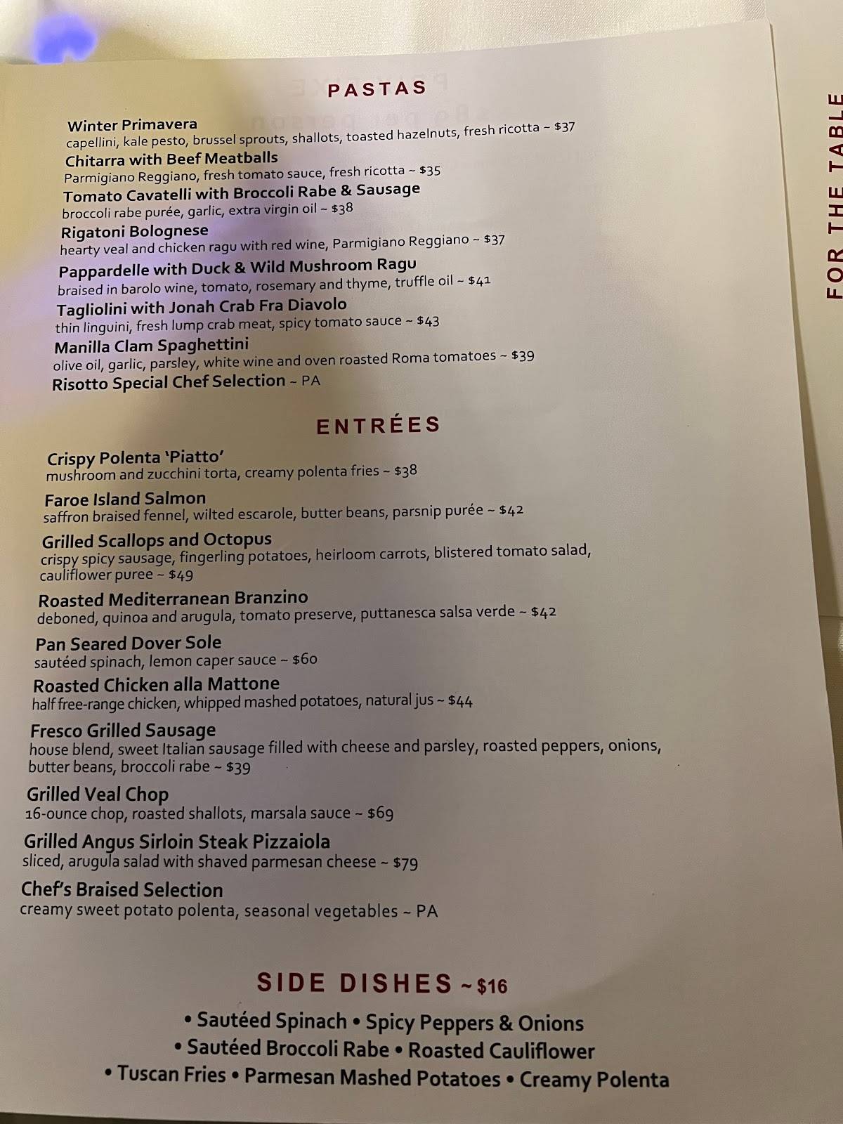 Menu at Fresco by Scotto restaurant, West New York, 34 E 52nd St