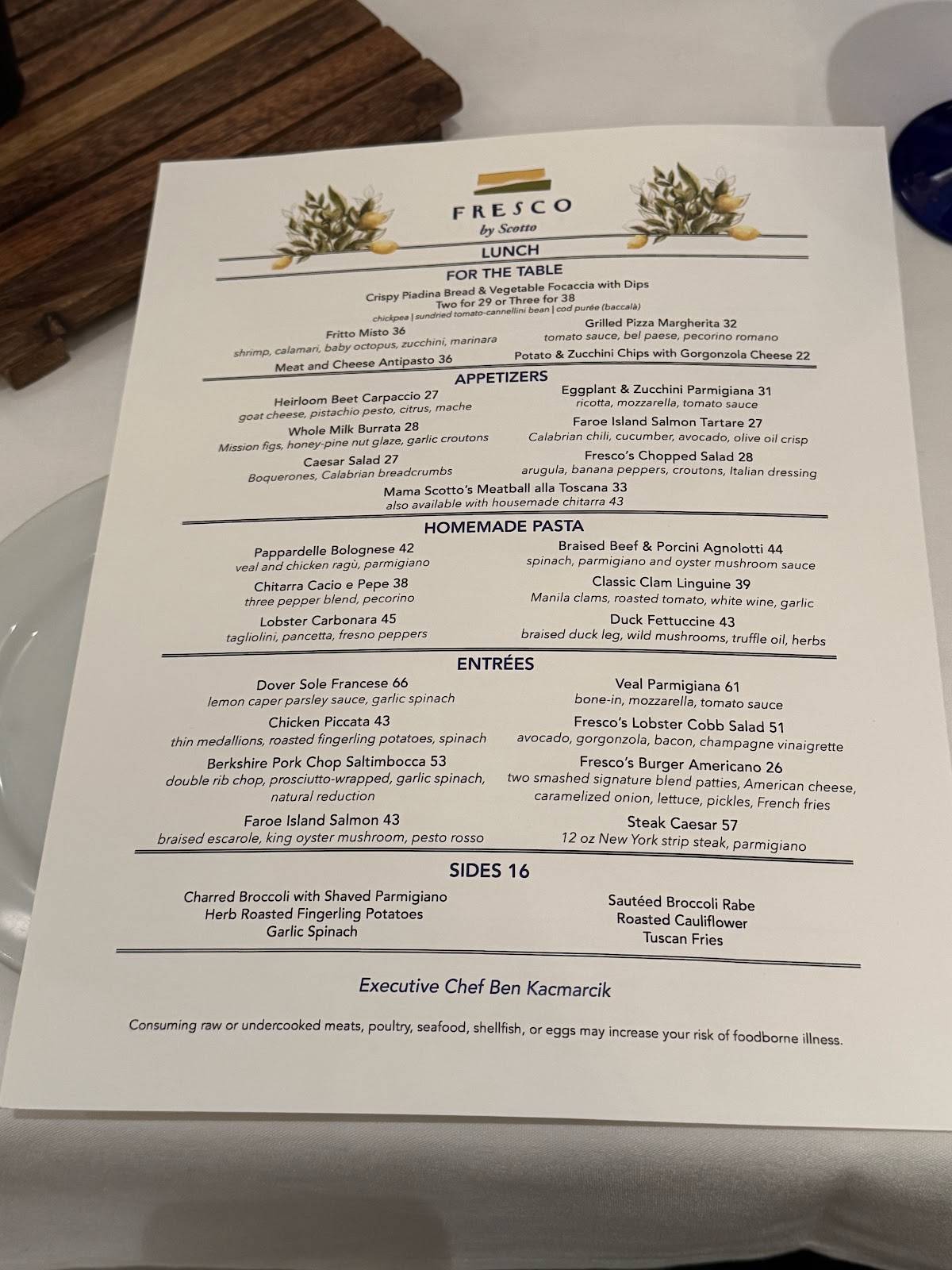 Menu at Fresco by Scotto restaurant, West New York, 34 E 52nd St