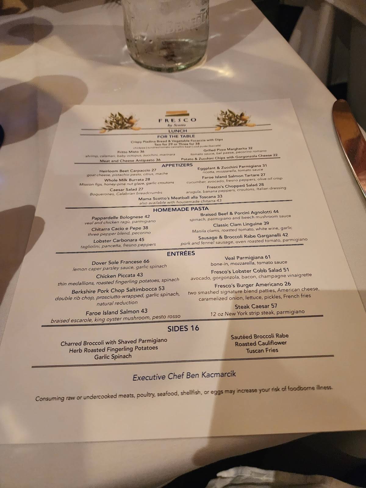 Menu at Fresco by Scotto restaurant, West New York, 34 E 52nd St