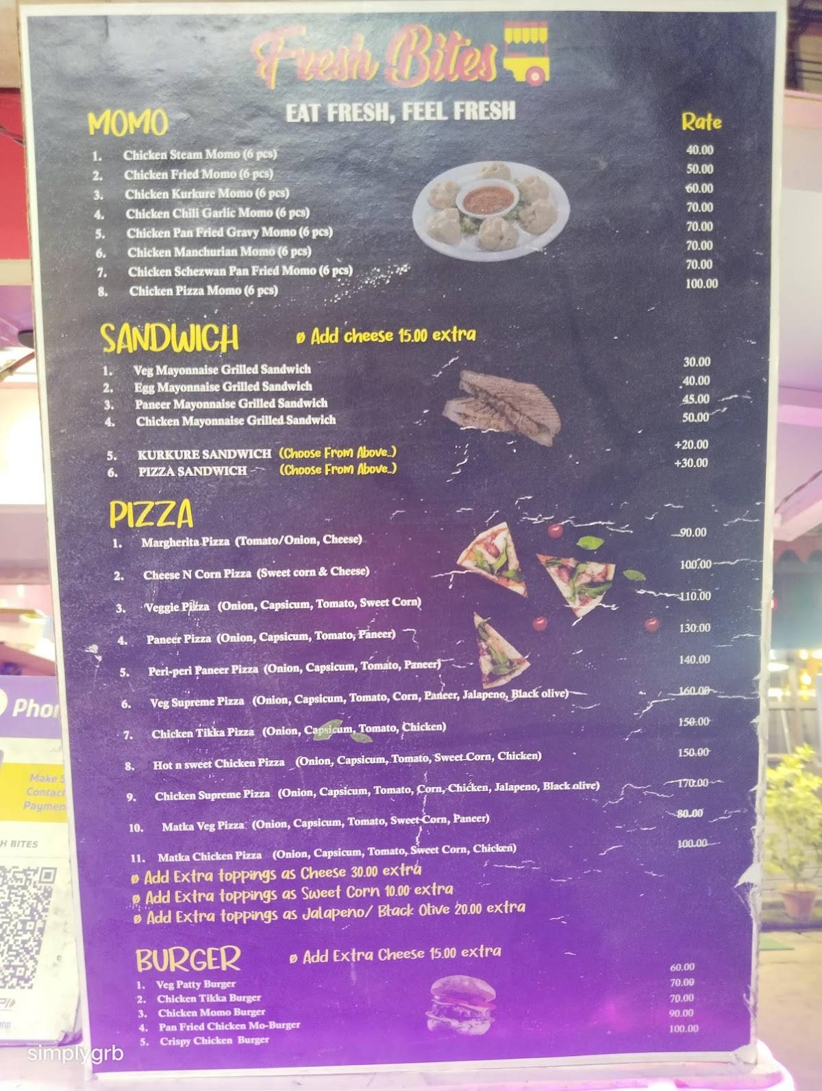 Menu at Fresh Bites, India