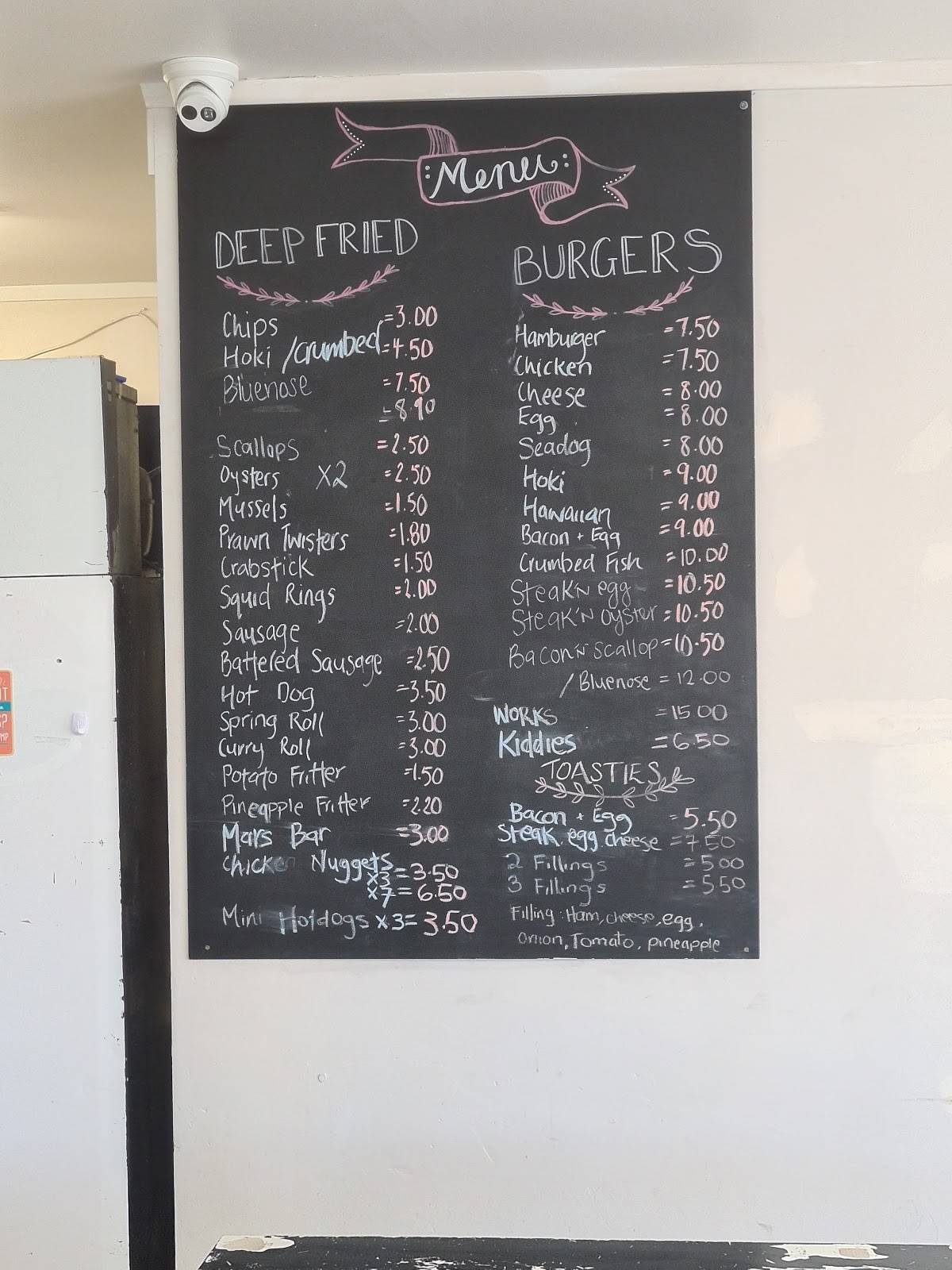 Menu at Fresh Fish and Takeaways restaurant, Karikari Peninsula