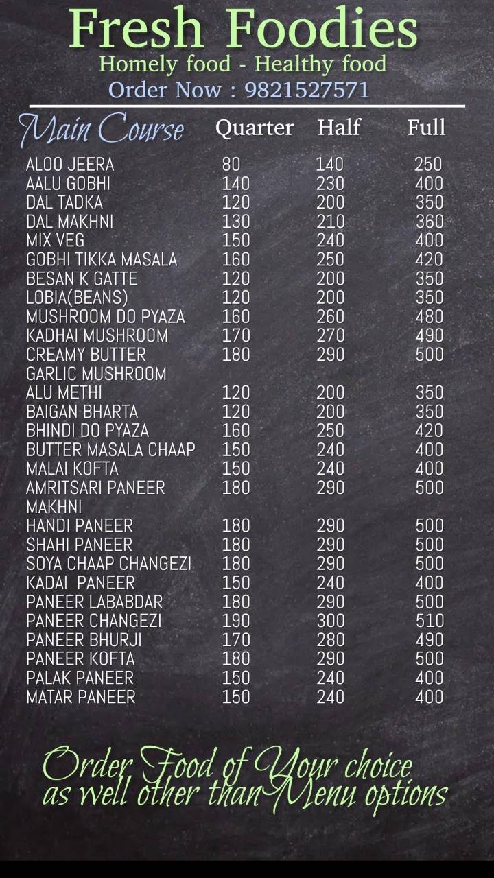 Menu at Fresh Foodies, Noida