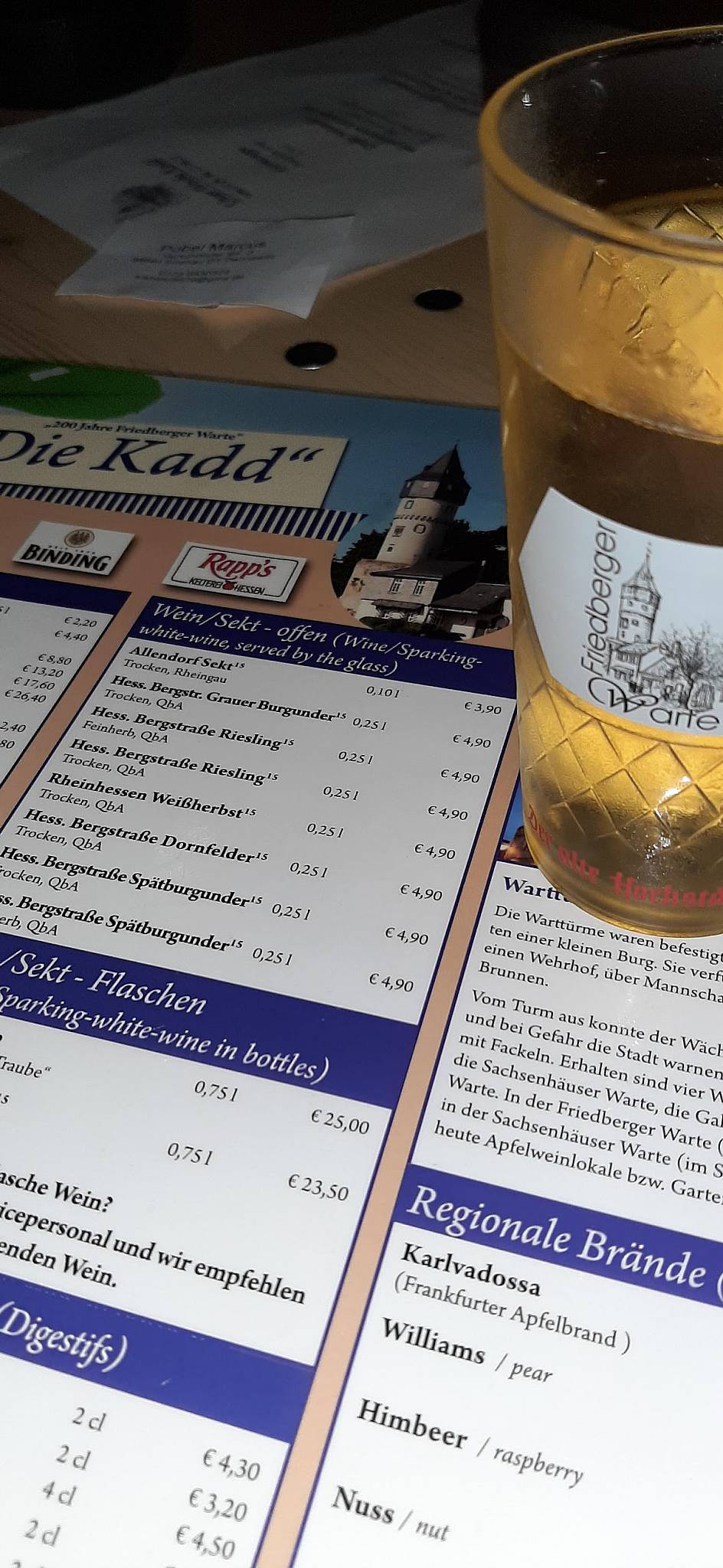 Speisekarte von Bier- & Apfelweinlokal Friedberger Warte restaurant ...