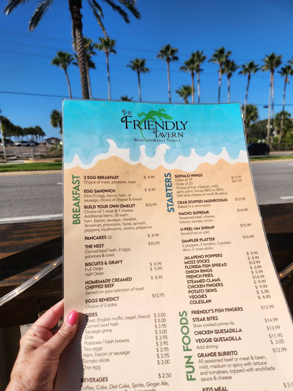 Menu at Friendly Tavern pub & bar, Redington Shores