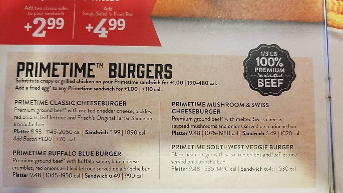 Menu at Frisch's Big Boy restaurant, Blue Ash, Plainfield Rd