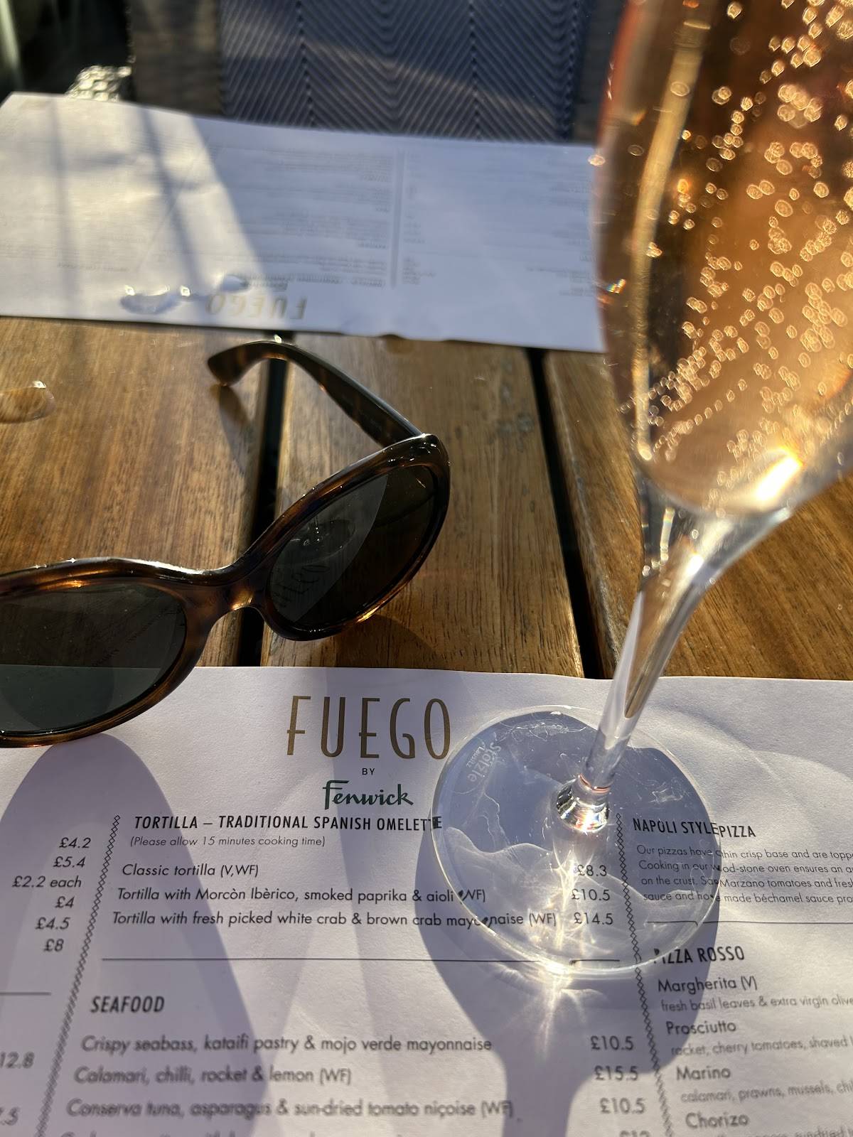 Menu at Fuego restaurant, Bracknell