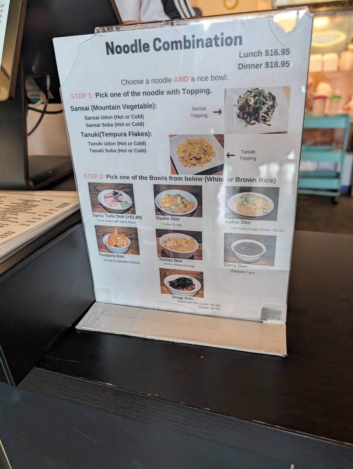 Menu at Fukada restaurant, Irvine