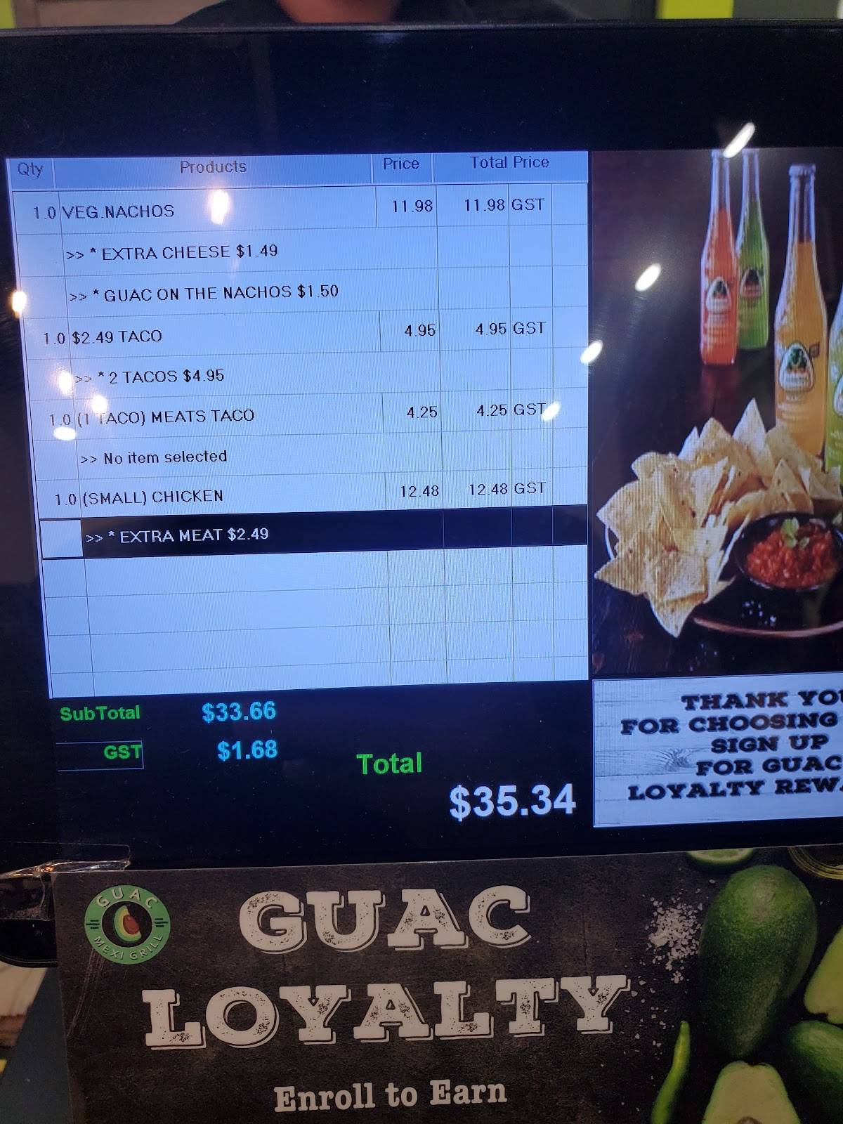 Carta del postres GUAC Mexi Grill, Grande Prairie