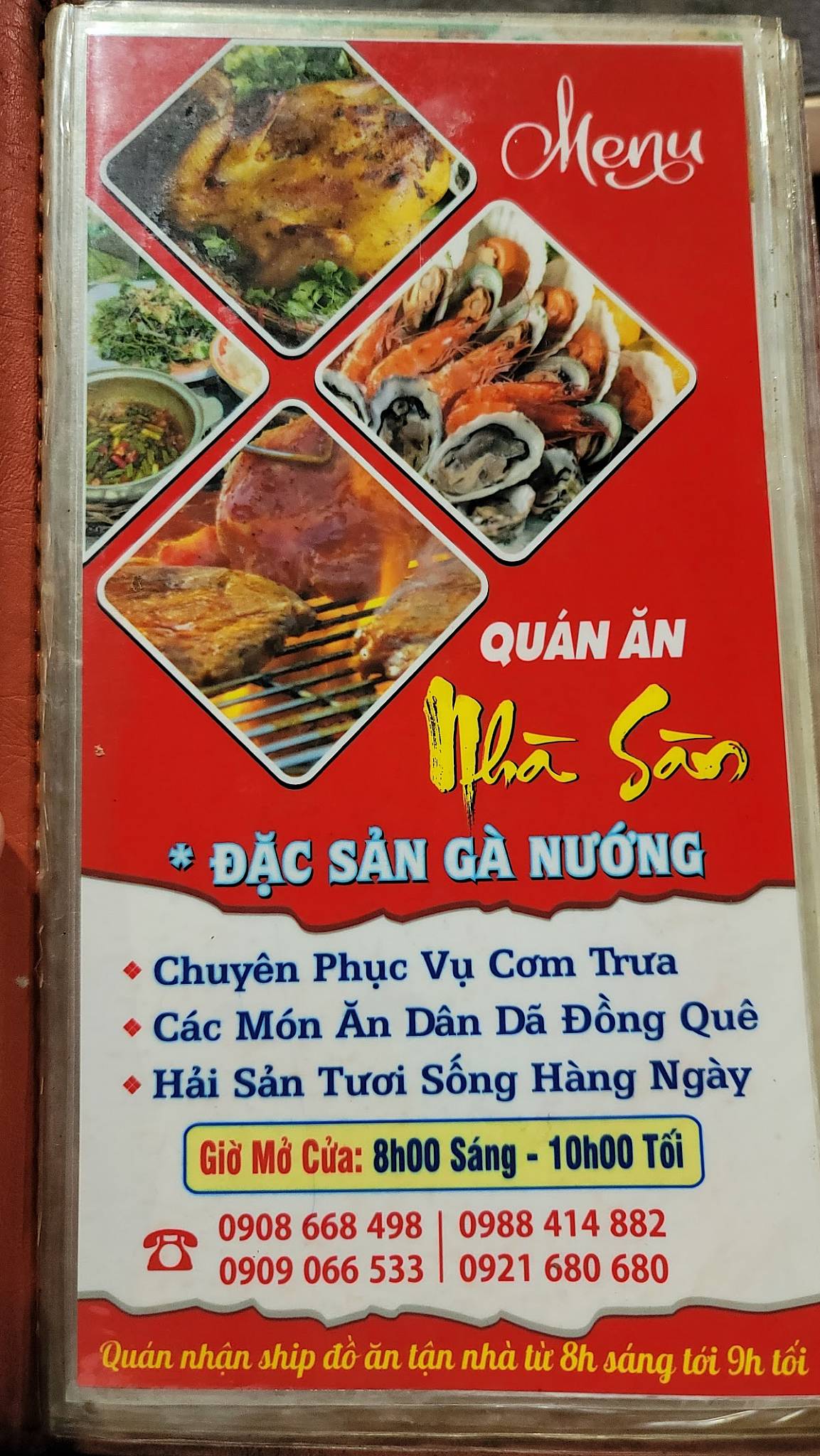 Menu at Gà nướng Nhà Sàn restaurant, Tây Ninh