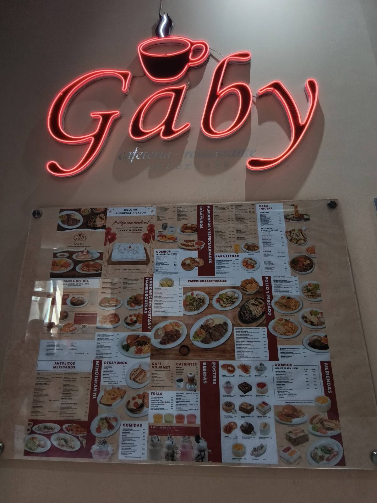 Carta de Gaby Cafetería Restaurant, Monterrey