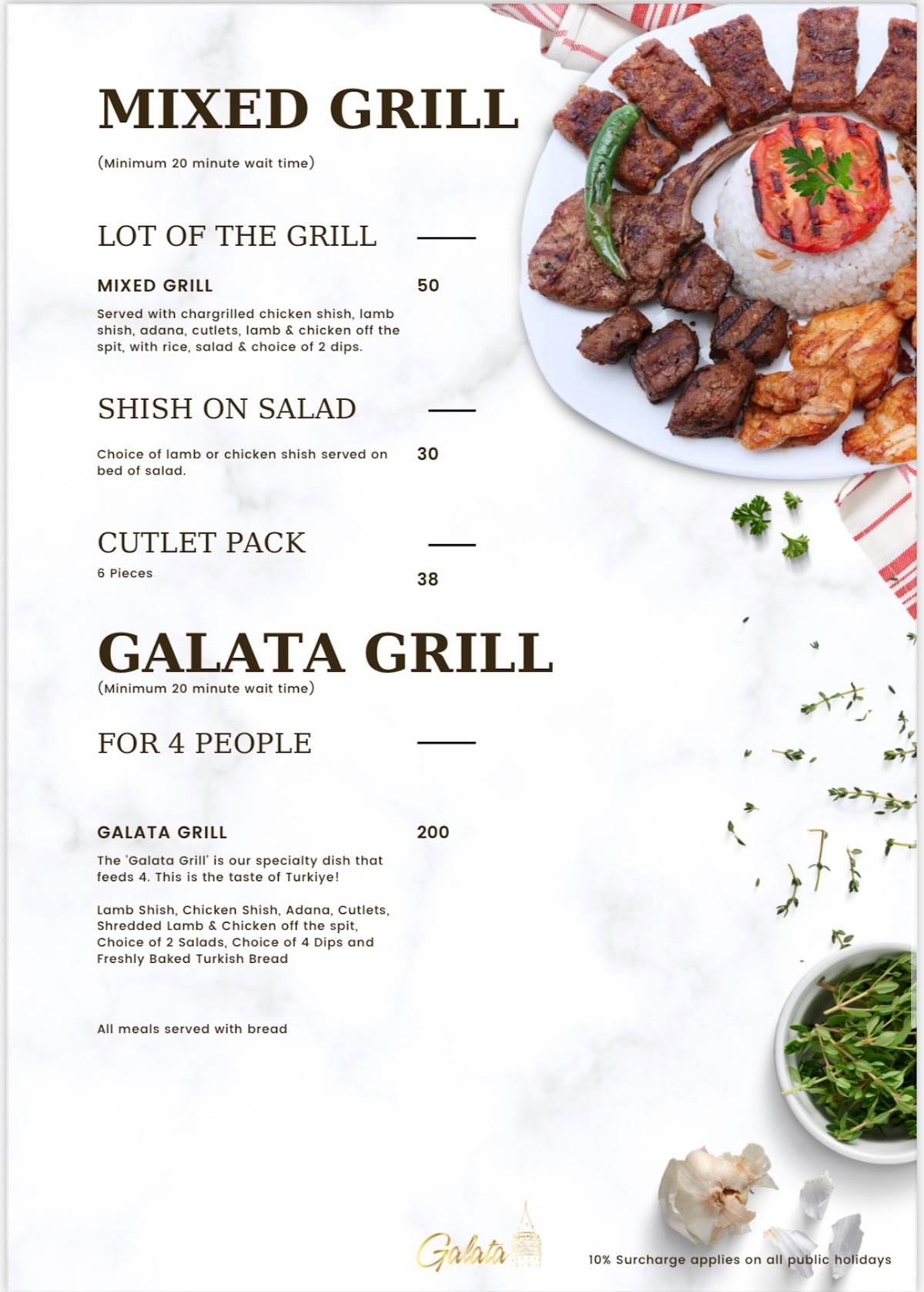 Menu at Galata Kebab and Grill restaurant, Caroline Springs