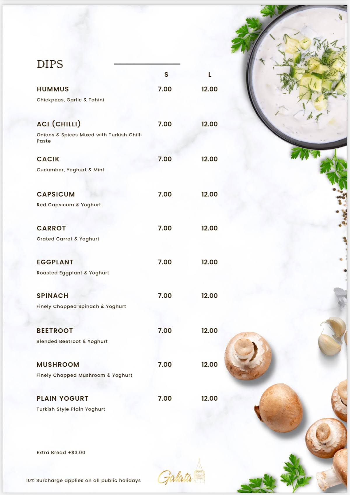 Menu at Galata Kebab and Grill restaurant, Caroline Springs