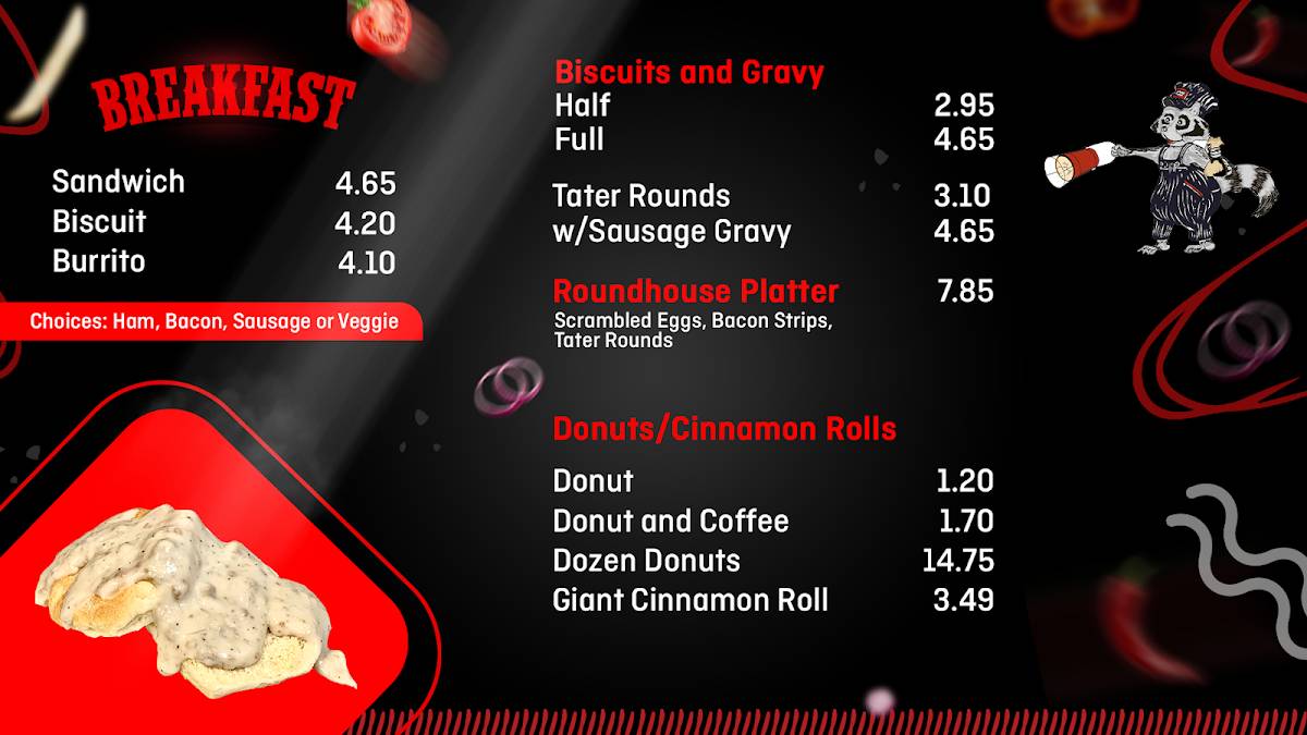 Menu at Lieber's Boxcar Express fast food, Galesburg