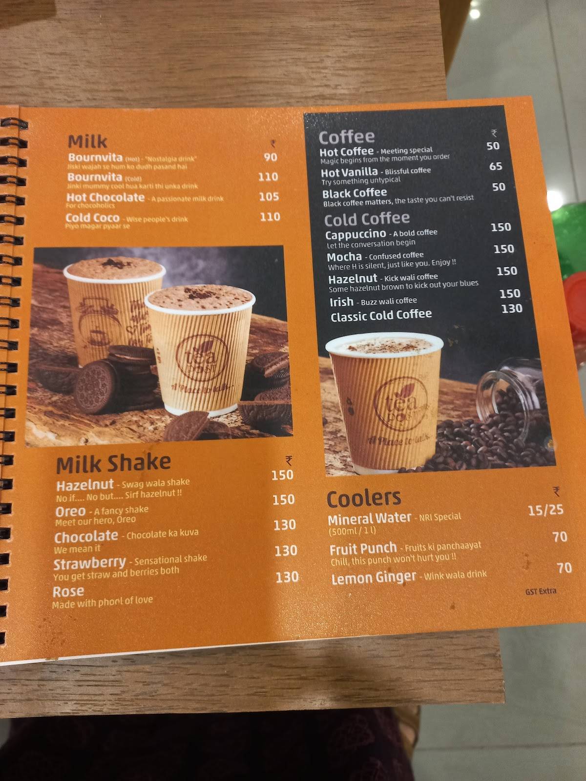 Menu at Tea Post, Gandhinagar