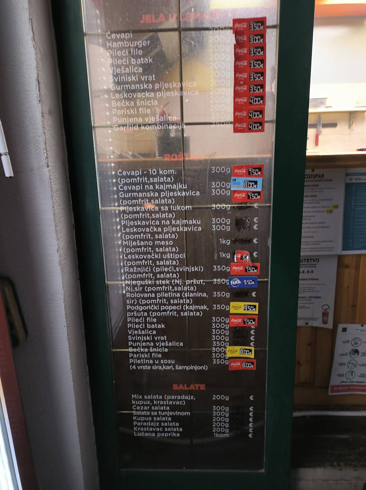 Menu at Garfield restaurant, Petrovac