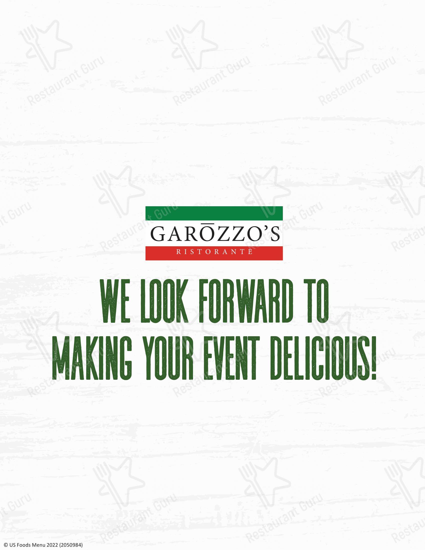 Menu at Garozzo's Downtown restaurant, Kansas City