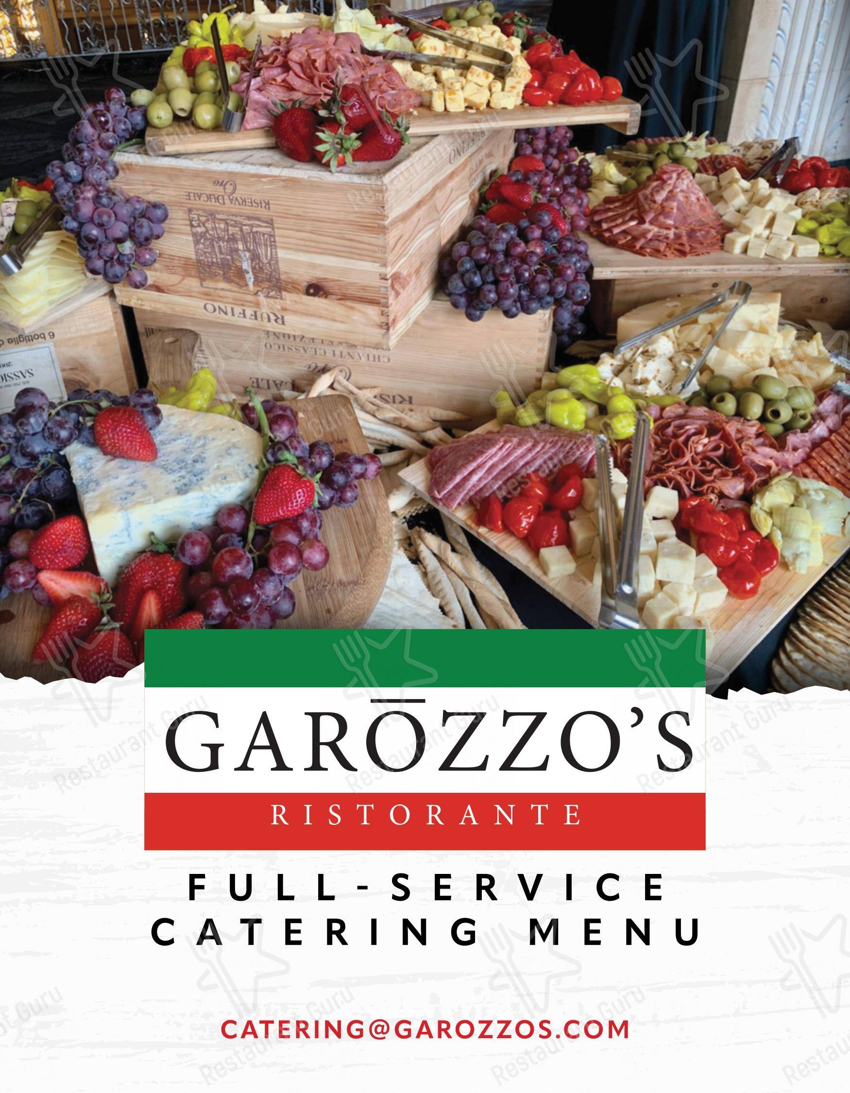 Menu at Garozzo's Downtown restaurant, Kansas City