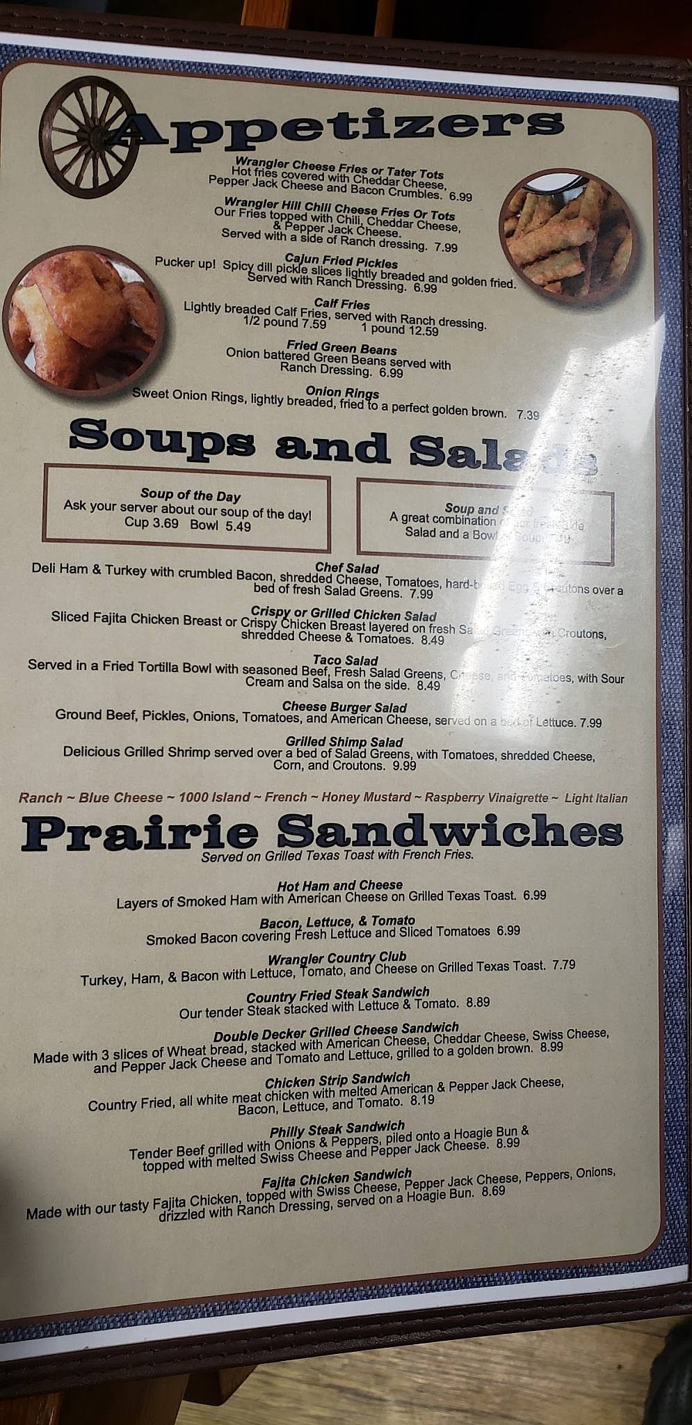 Menu at Garrett Wrangler Restaurant, Ponca City