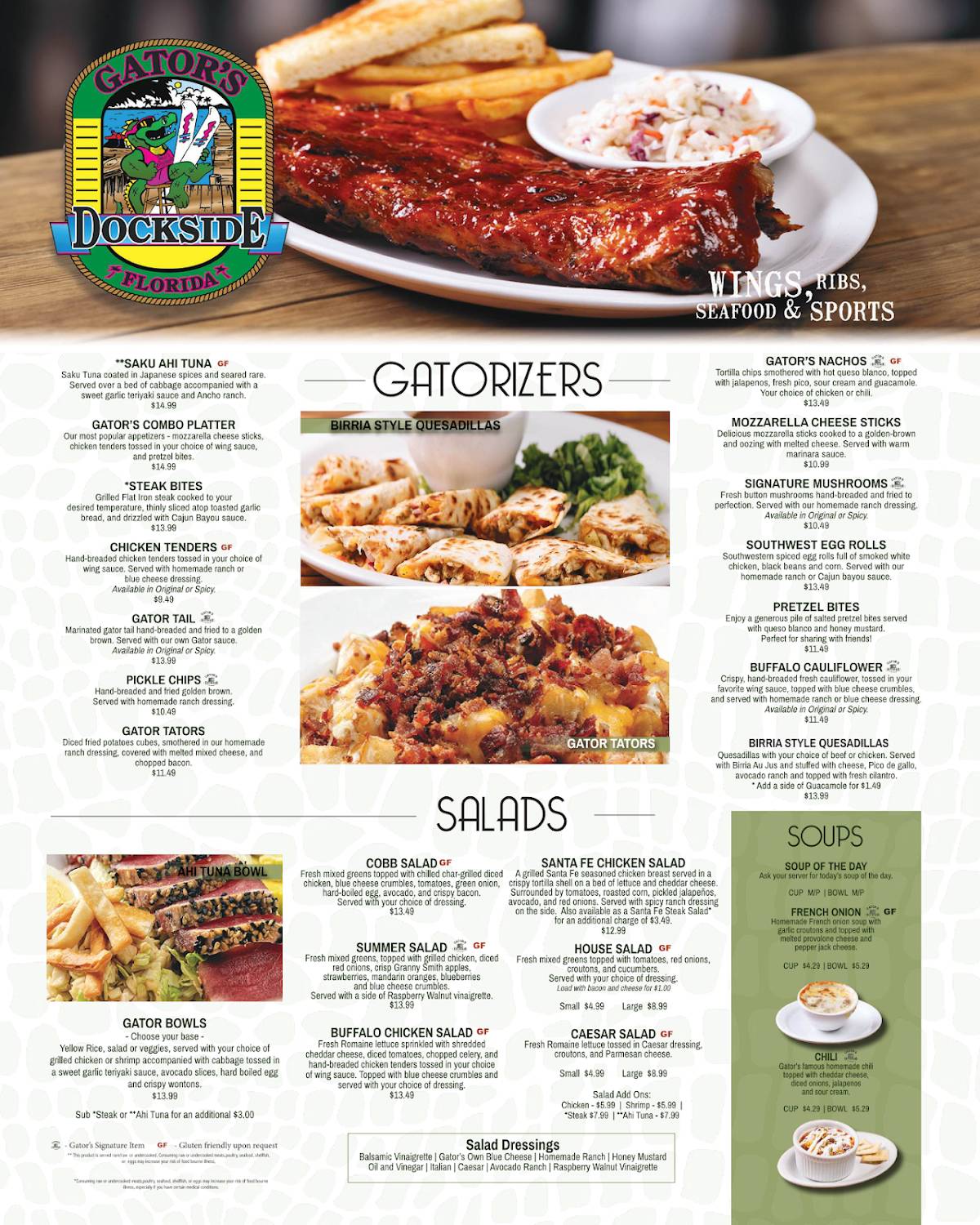 Menu at Gator's Dockside Waterford Lakes pub & bar, Orlando, Lake ...