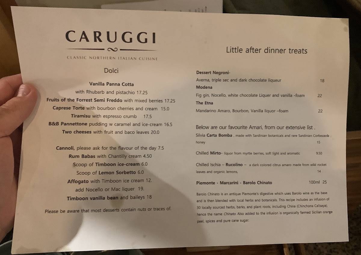 Menu at Caruggi pub & bar, Geelong