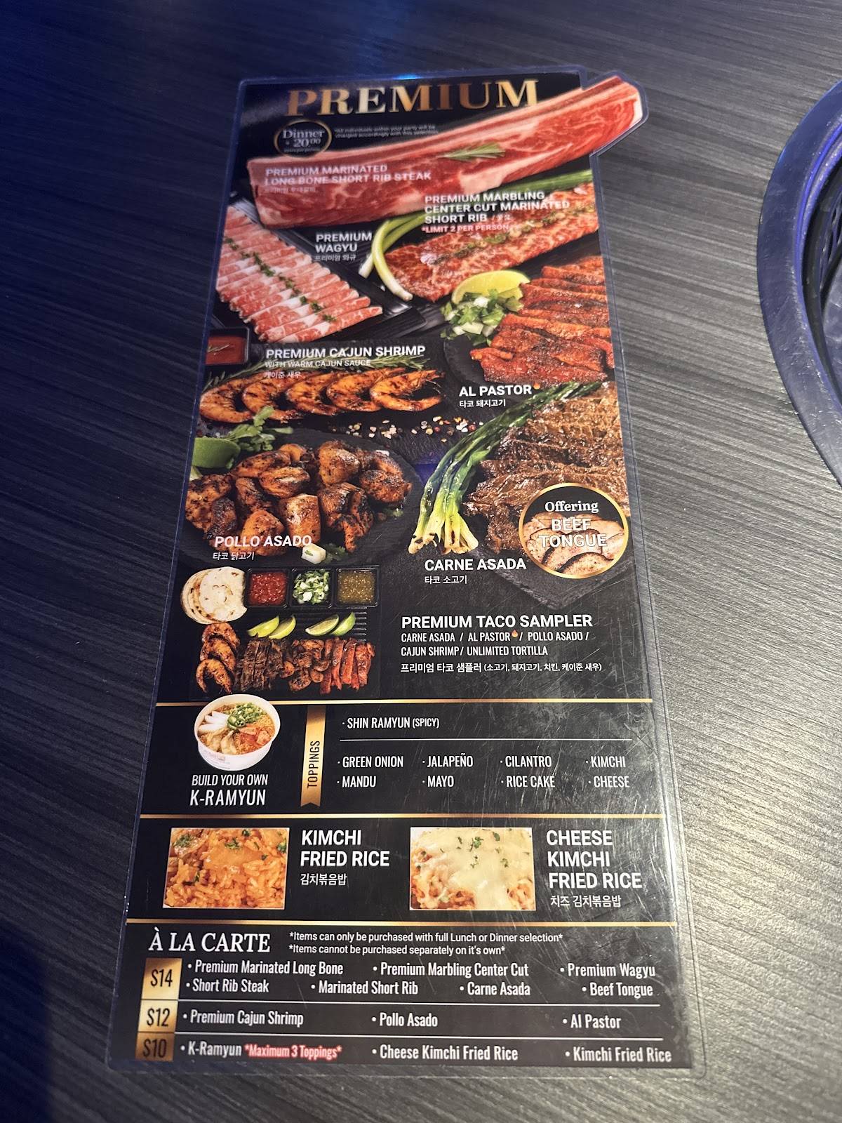 Carta de Gen Korean BBQ House, San Antonio