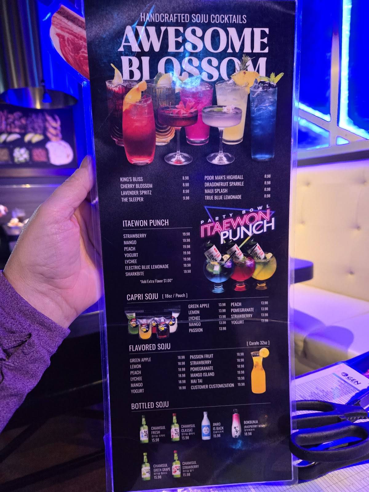 Menu at Gen Korean BBQ House, Portland
