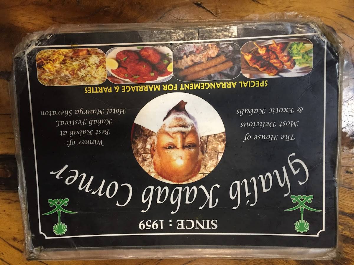 Menu at Ghalib Kabab Corner, New Delhi