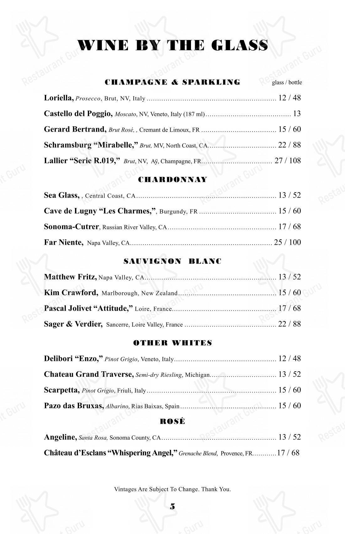 Menu At Gibsons Bar Steakhouse Oak Brook Spring Rd