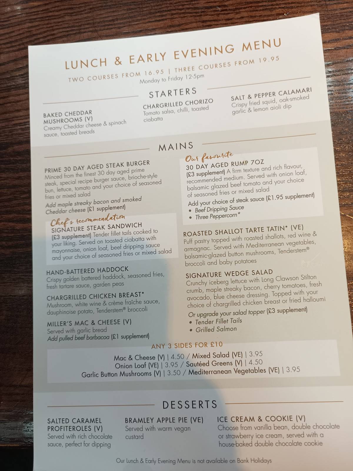 Menu at Miller & Carter Glasgow steakhouse, Glasgow, 47 St Vincent St