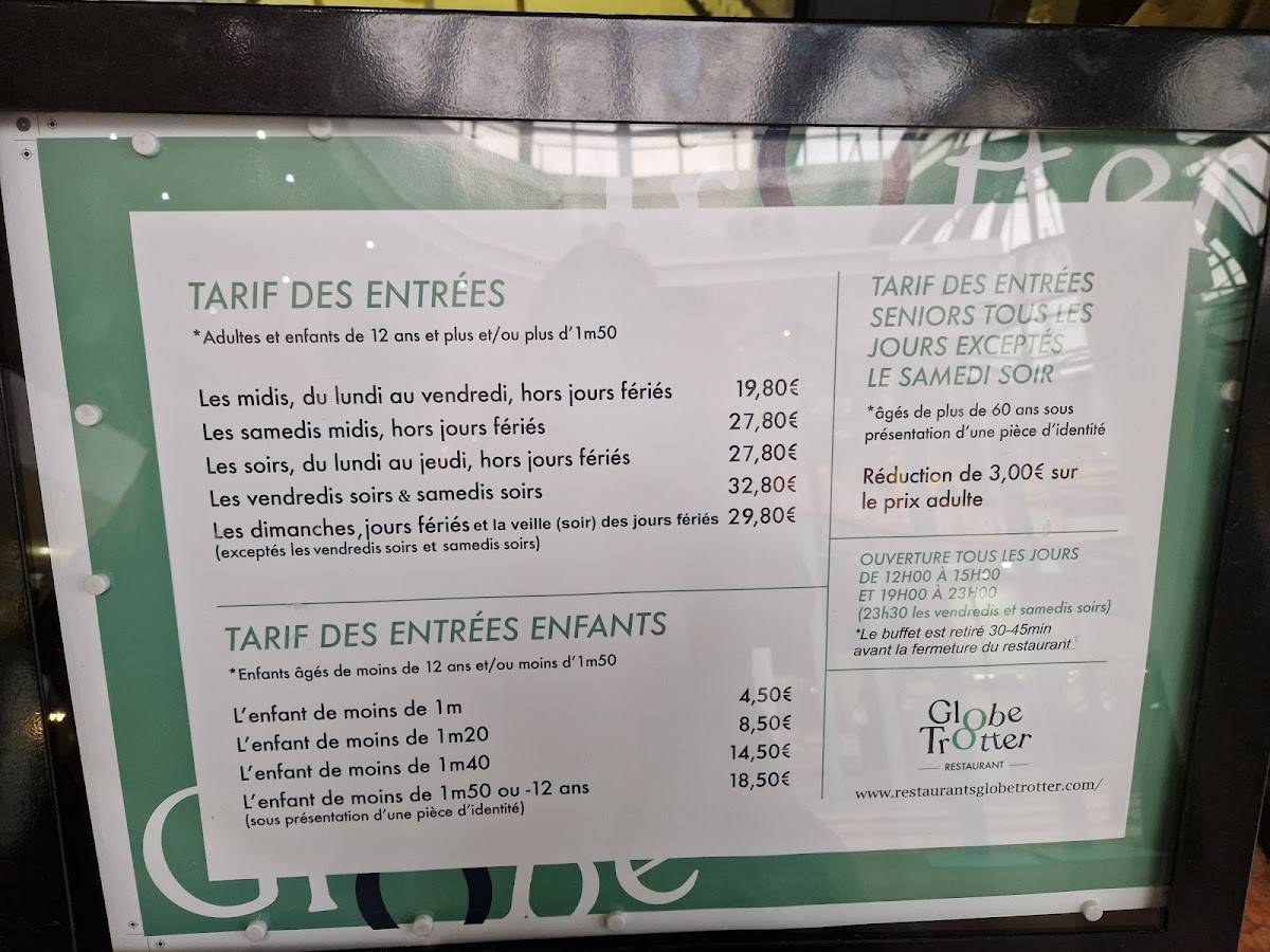 Menu au Globe Trotter restaurant, Chelles