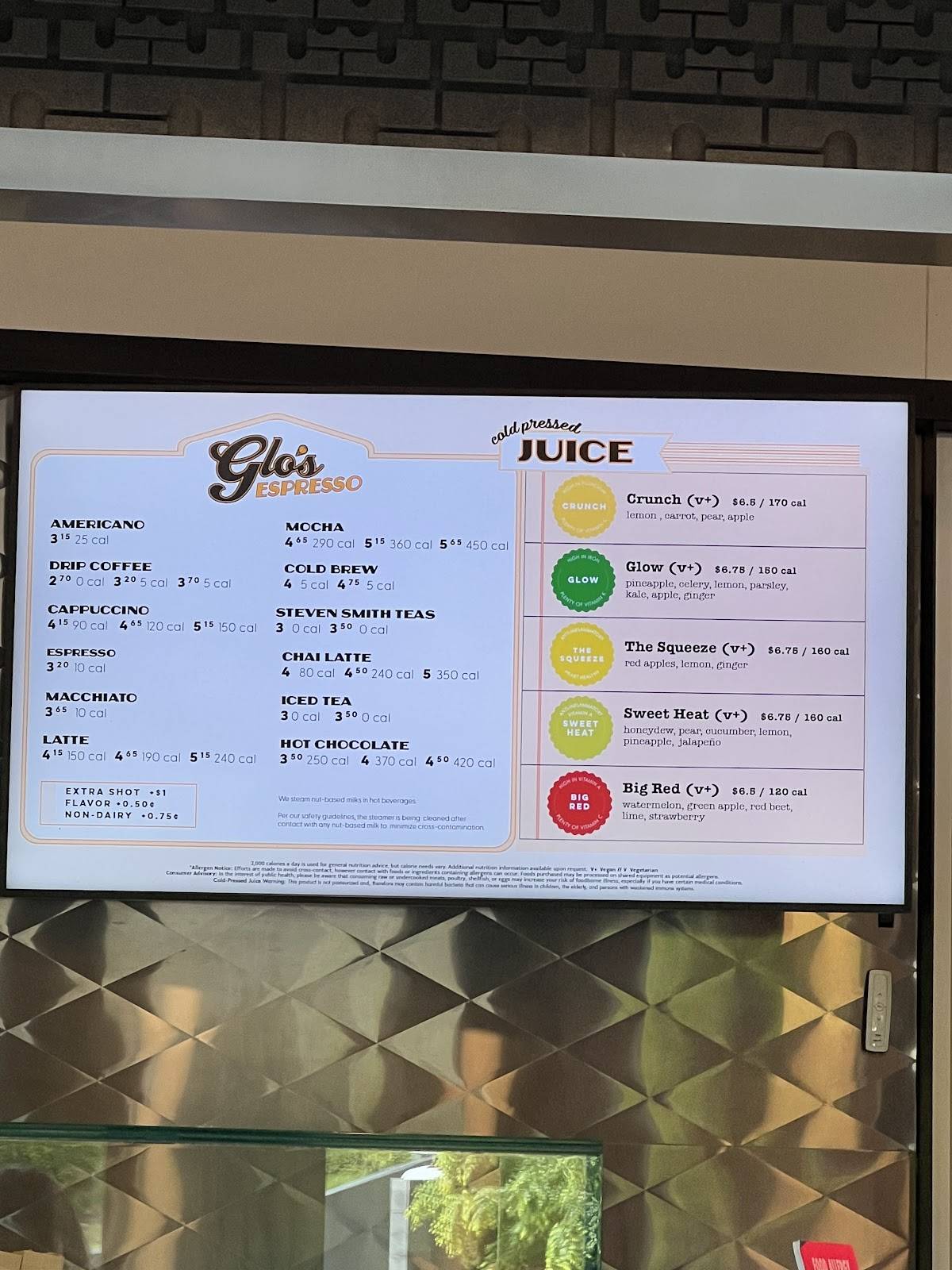 Menu at Glo's Cafe, Beaverton
