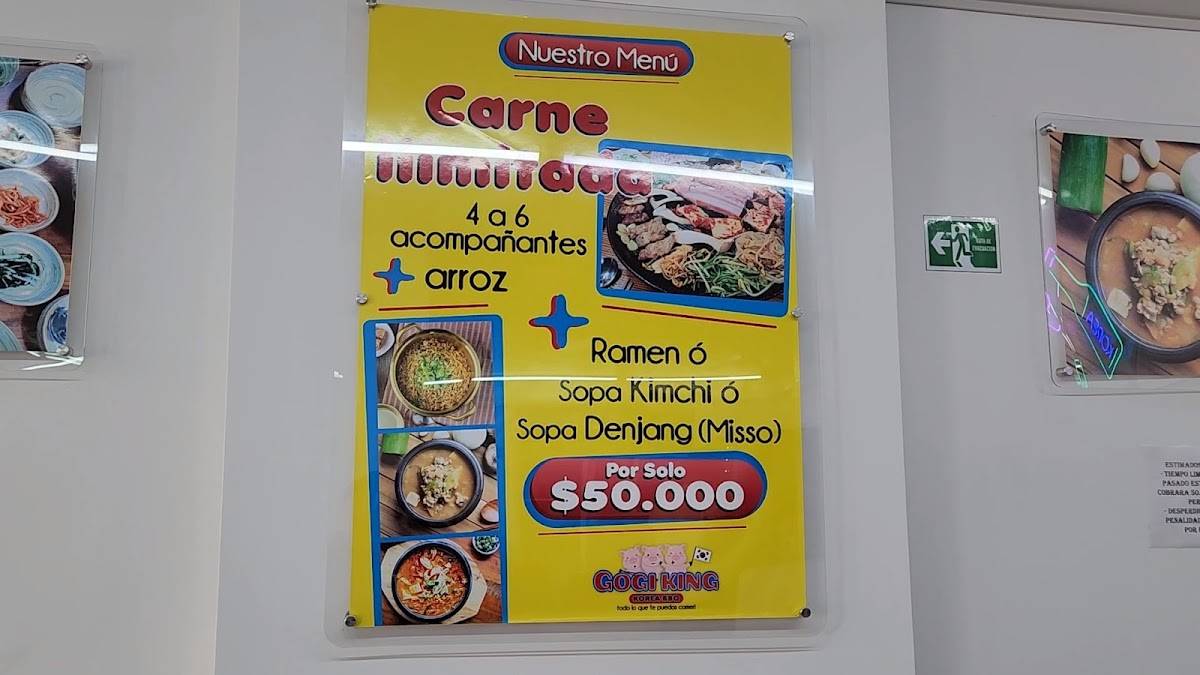 Menu at Gogi king korea bbq, Medellín