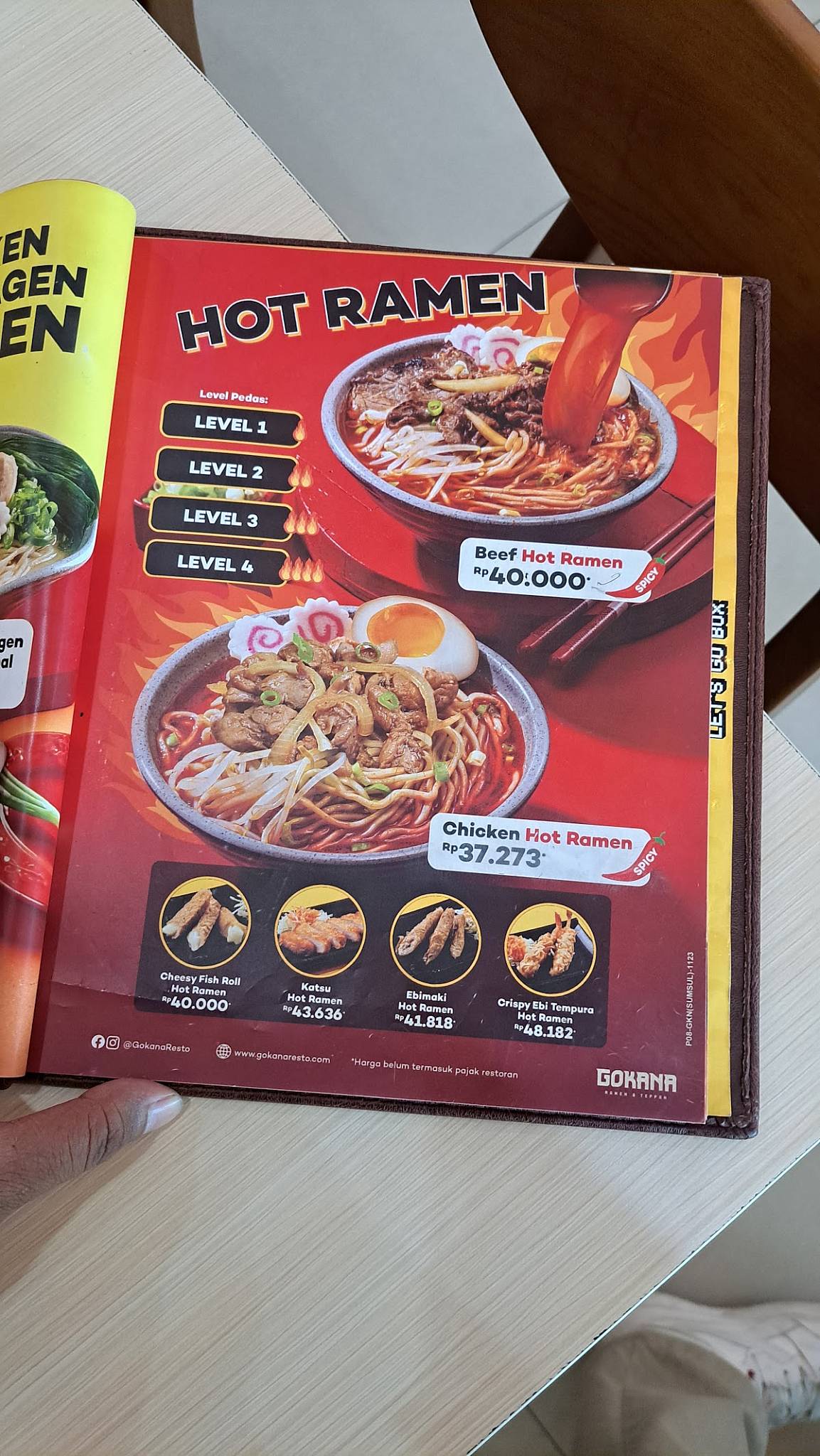 Menu at Gokana Ramen & Tepan- OPI Mall restaurant, Palembang