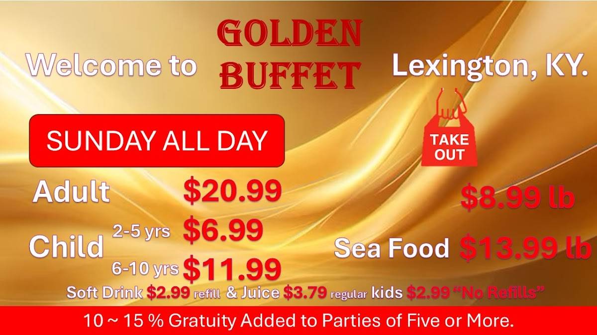 Menu at Golden Buffet restaurant, Lexington, Richmond Rd
