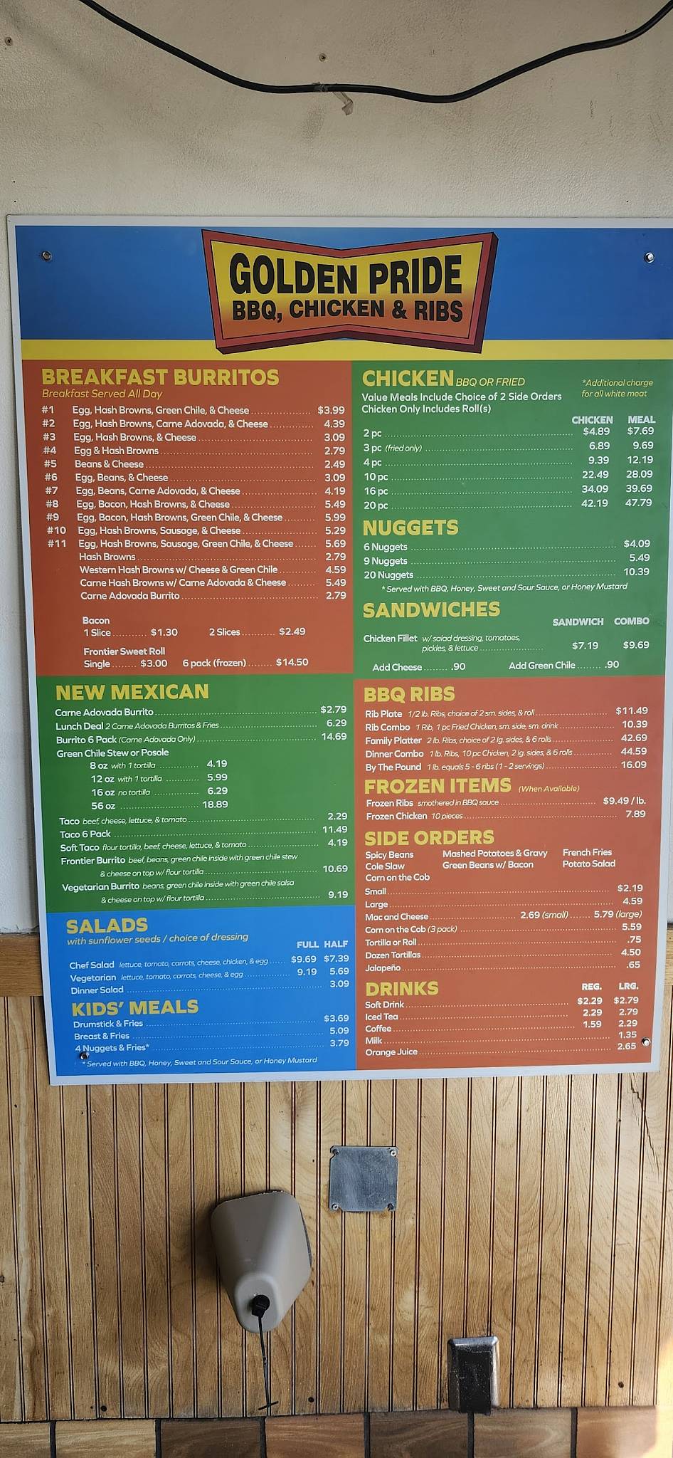 Menu at Golden Pride BBQ, Albuquerque, Juan Tabo Blvd NE