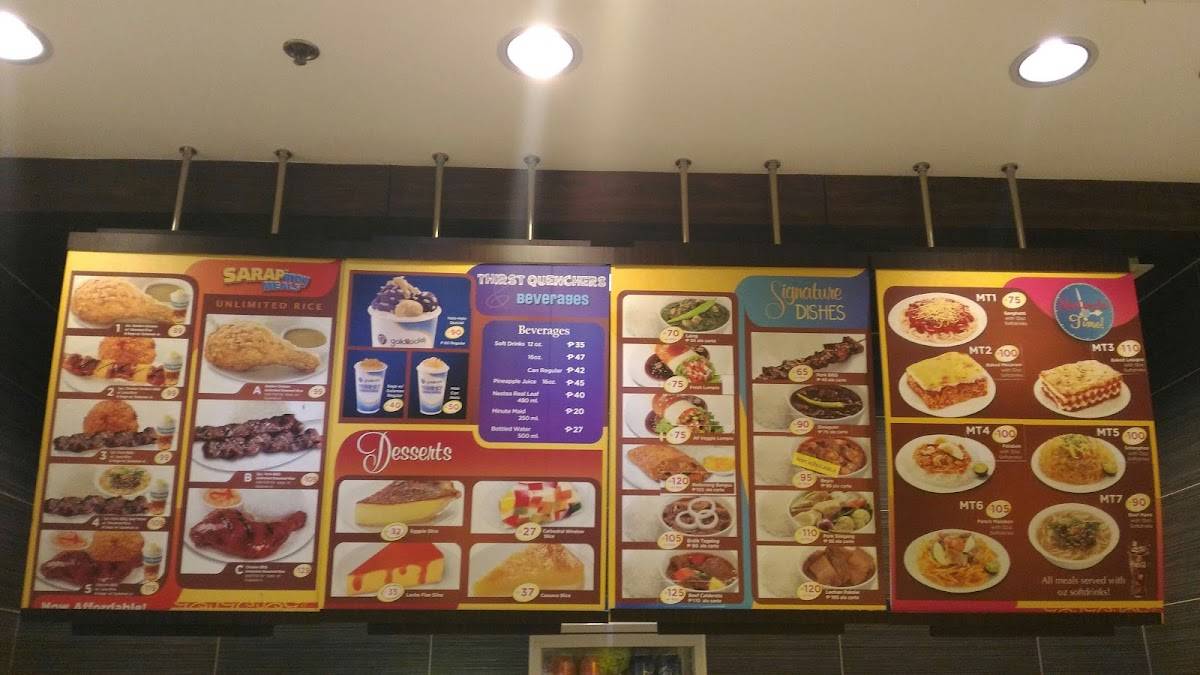 Menu at Goldilocks desserts, Bacolod, MXR5+MC8