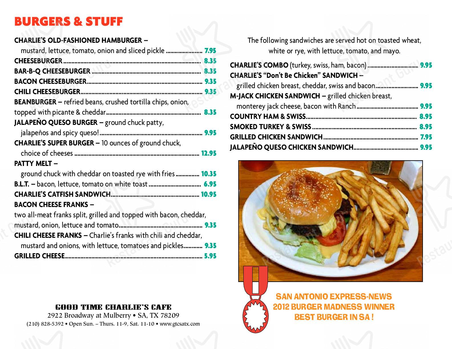Menu at Good Charlie's pub & bar, Conroe