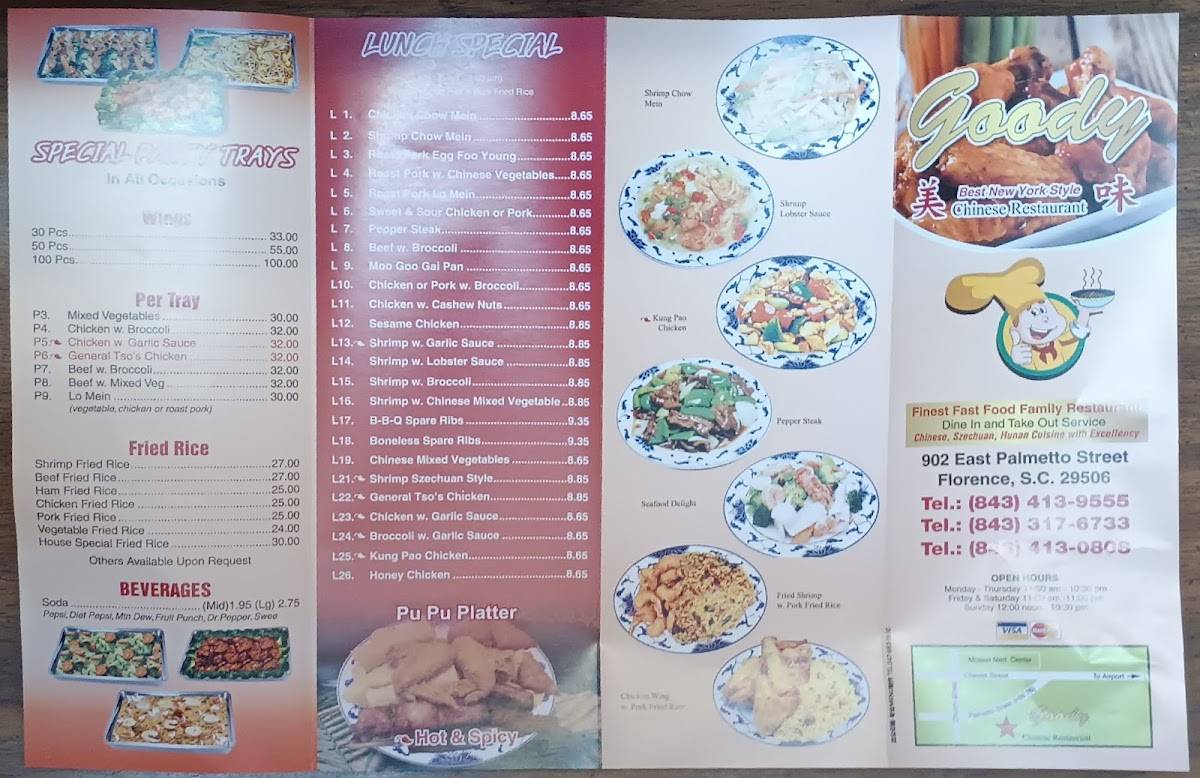 Menu at Goody Chinese Restaurant, Florence