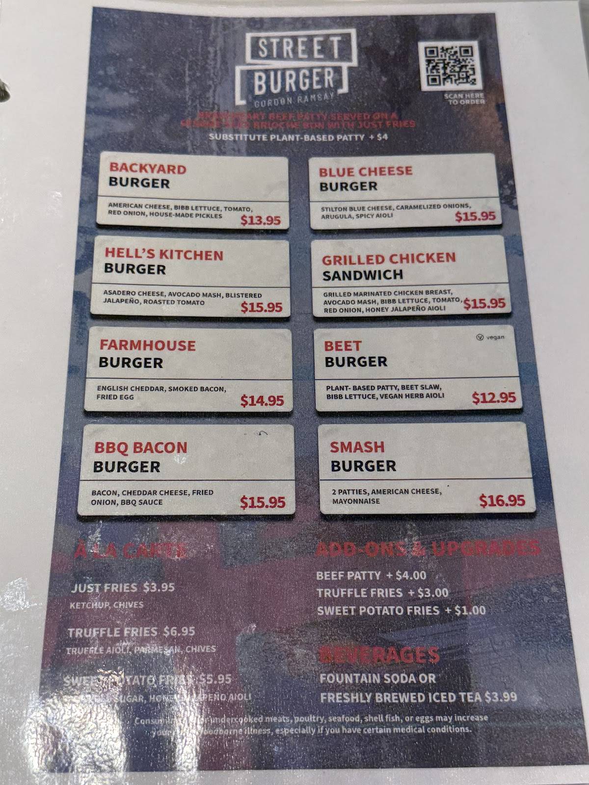 Menu at Gordon Ramsay Food Market restaurant, Cherokee, Harrah's ...