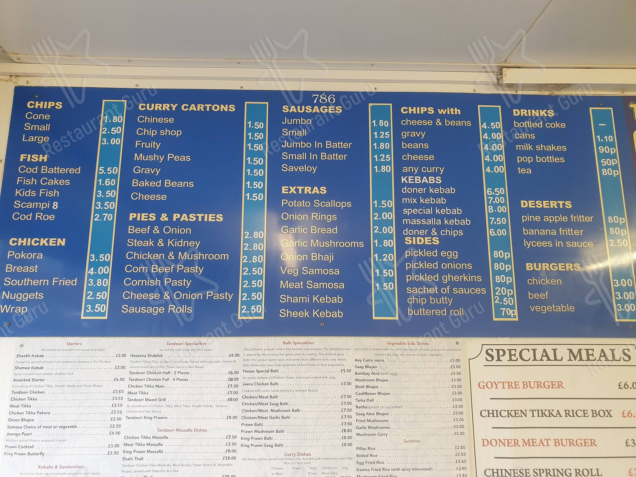 Menu at Goytre chippy & indian restaurant, Pontypool