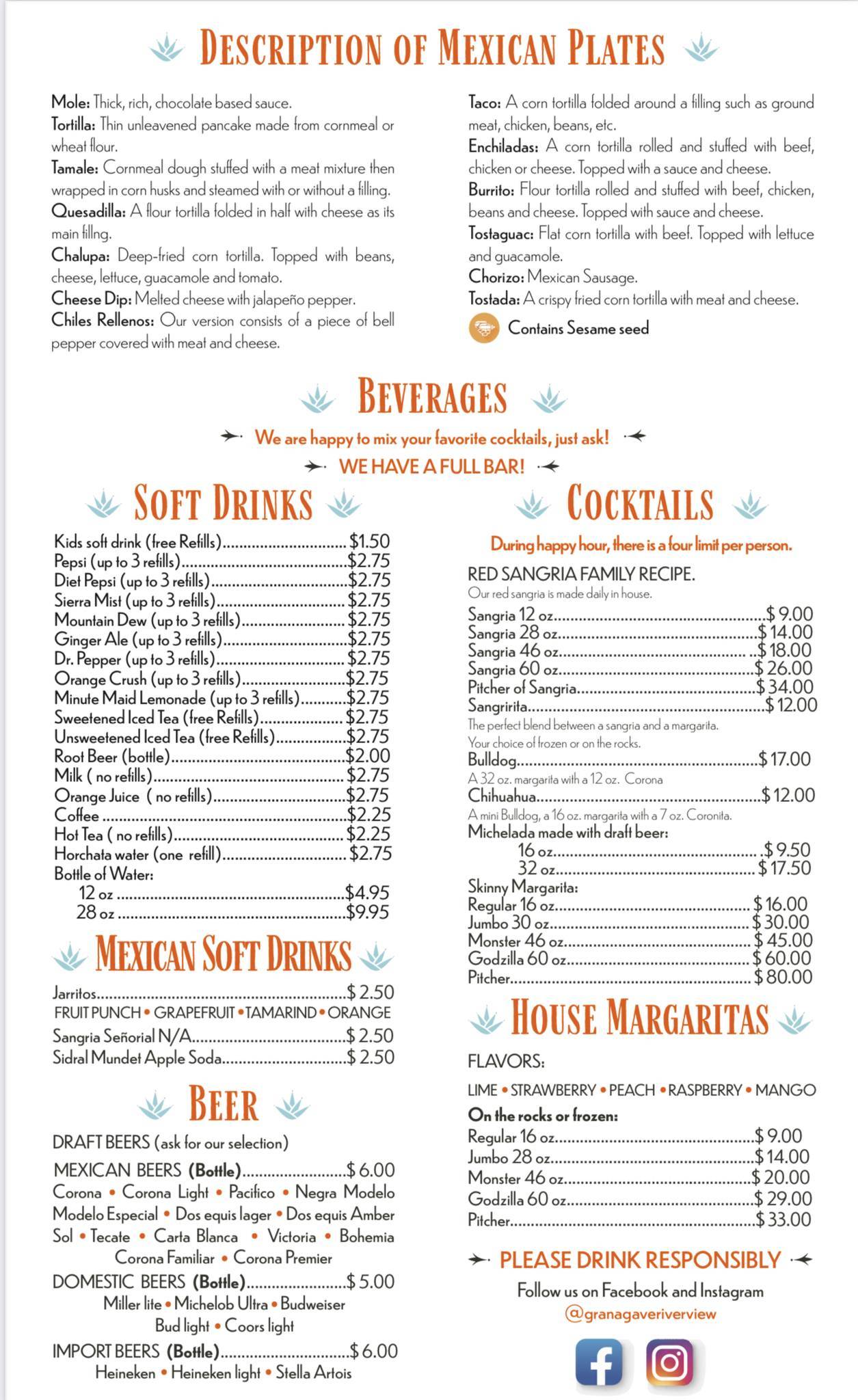 Menu at Gran Agave restaurant, Riverview