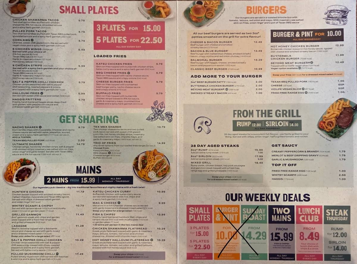 Menu at Granary pub & bar, Elgin