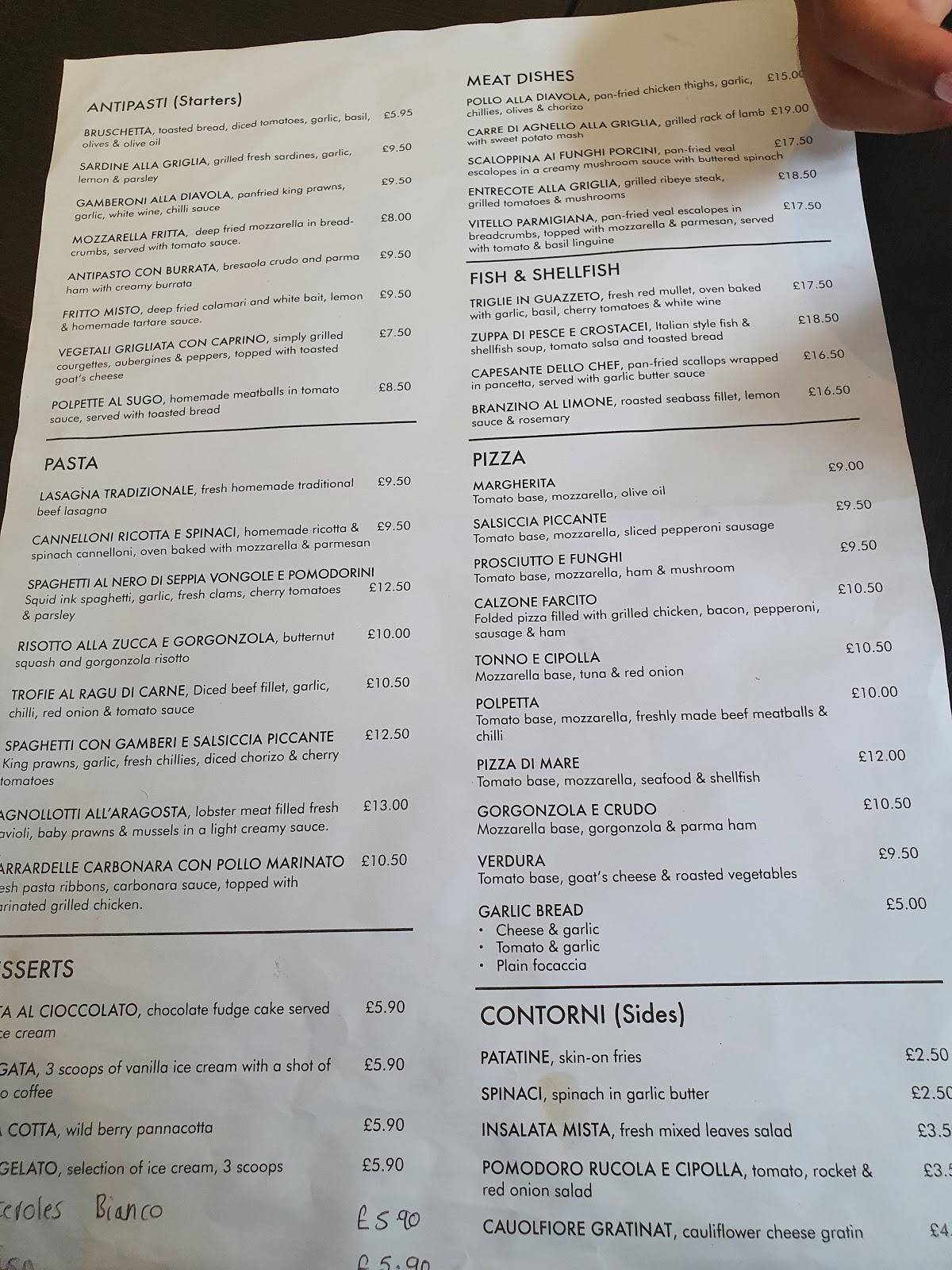 Menu at Julius Caesar Italian Restaurant, Gravesend