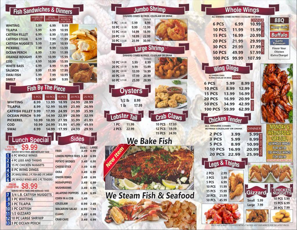 Menu at Great Canadian Fish & Seafood restaurant, Detroit, Seven Mile East