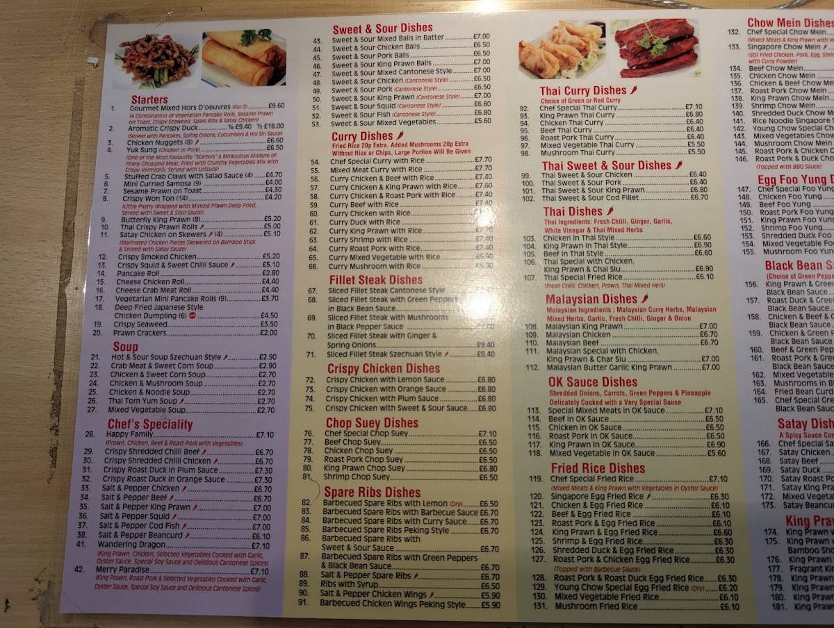 Menu at Great China restaurant, Stourbridge