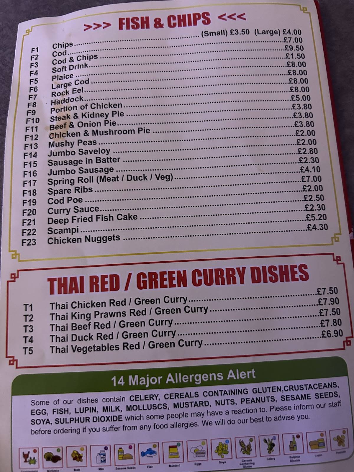 Menu at Great Dunmow Chinese Takeaway fast food, Great Dunmow