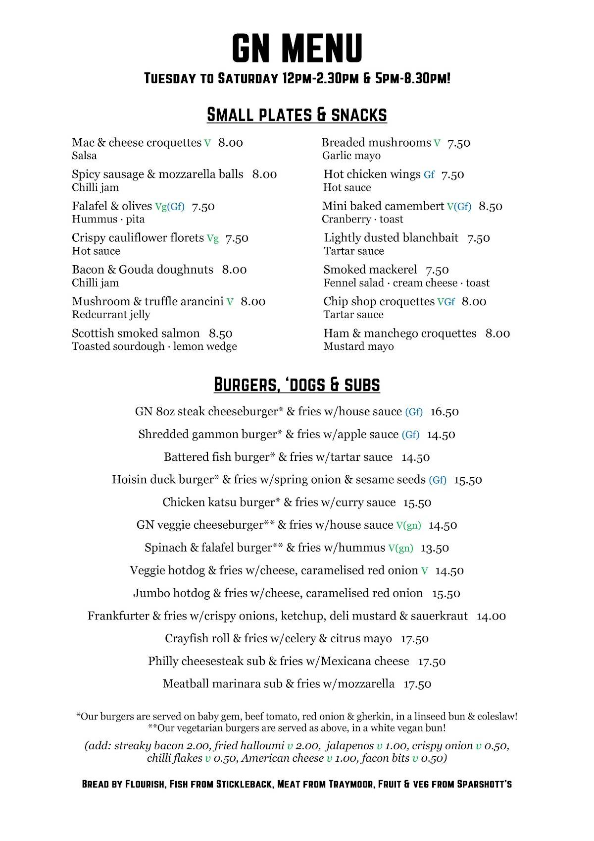 Menu at Great Northern Pub & Kitchen, St Albans, 172 London Rd