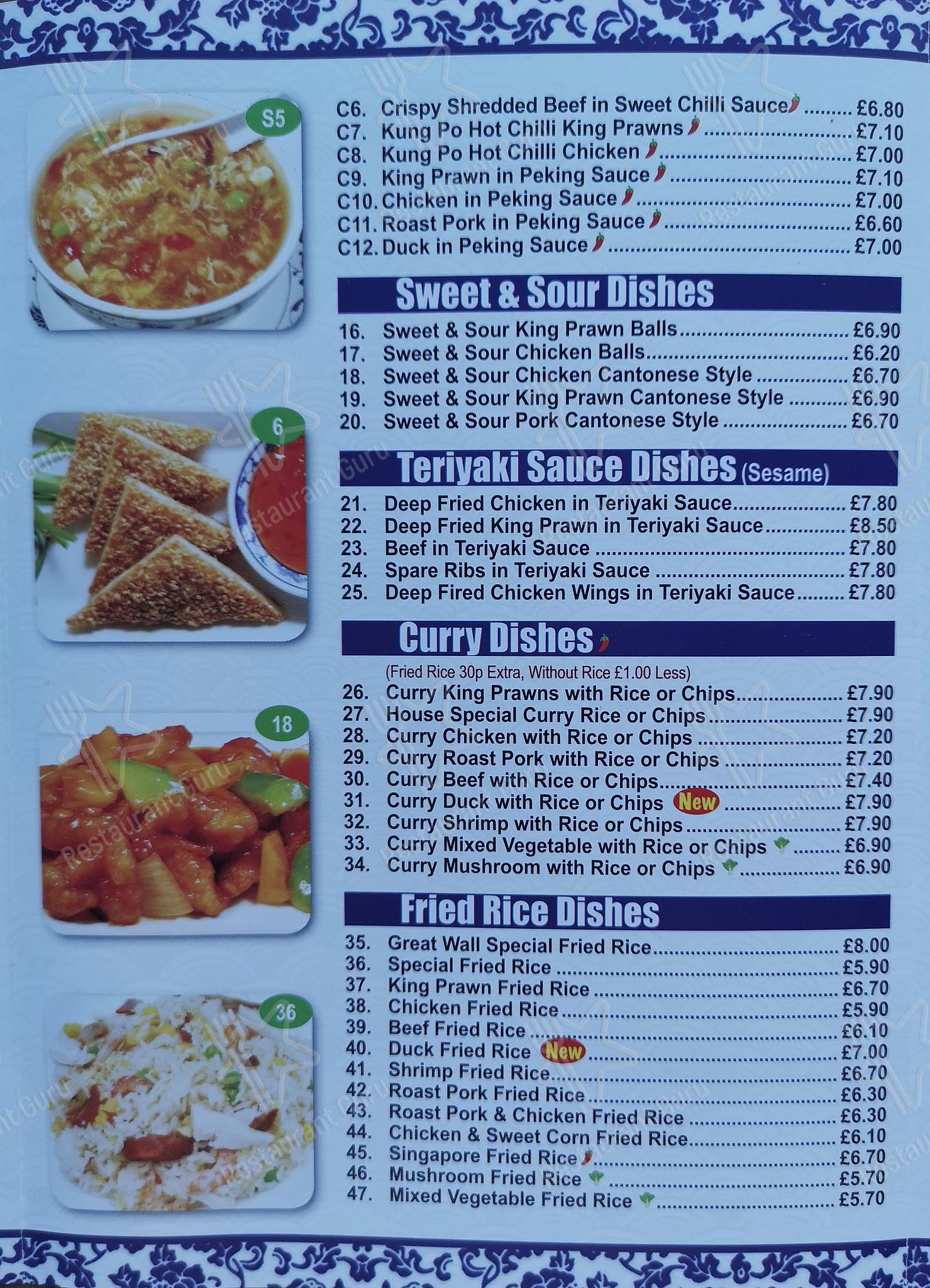Menu at Great Wall Chinese Takeaway Letchworth fast food, Letchworth ...