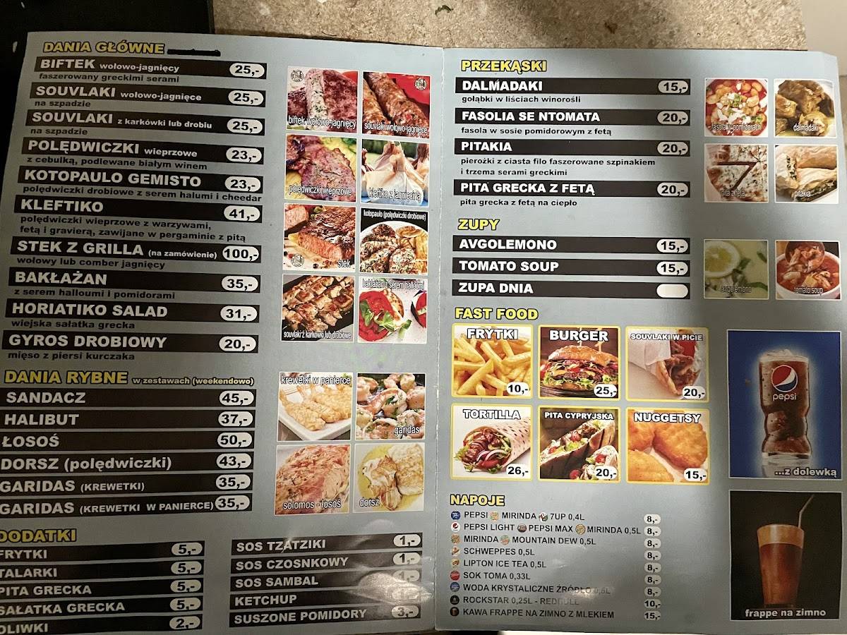 Menu at Grecka Tawerna Jorgos restaurant, Koscian